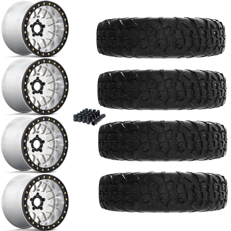 15" KMC KS235 Grenade Beadlock Machined 5 Lug & 33" EFX MotoVator R/T ...