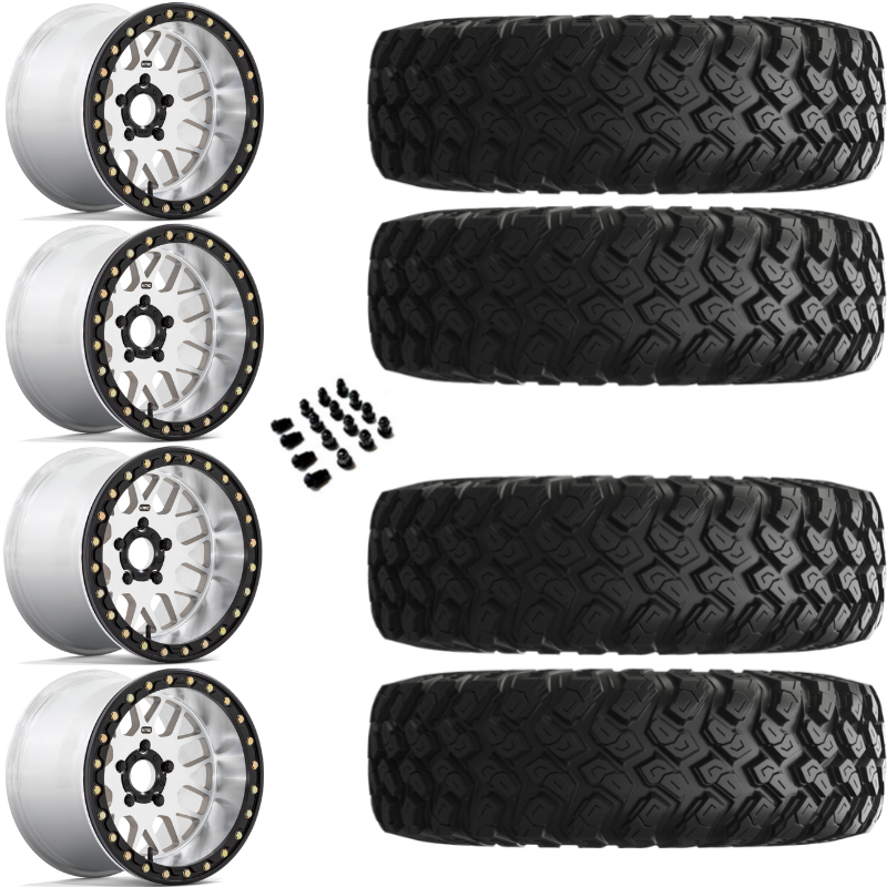 15" KMC KS235 Grenade Beadlock Machined 5 Lug & 35" EFX MotoRally Wheel ...