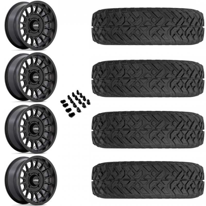 15" KMC KS138 Impact Black & 30" EFX Gripper R/T Wheel and Tire Package