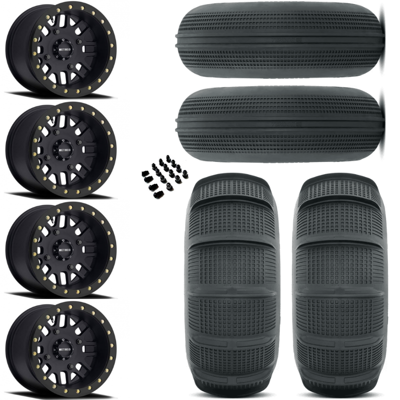 15" Method MR406 Beadlock Black & 33" Tensor Sand Series Wheel and ...