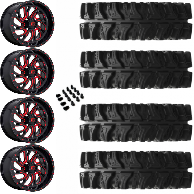 18" Fuel Kompressor D642 Red Milled & 32" EFX MotoSlayer Wheel and Tire ...
