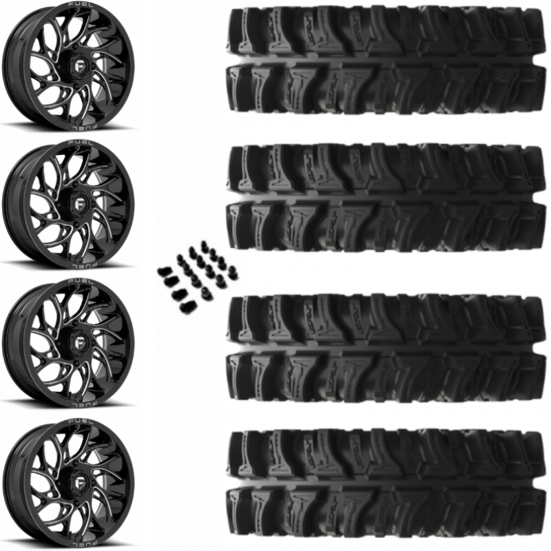 18" Fuel D741 Runner Black Milled & 32" EFX MotoSlayer Wheel and Tire ...