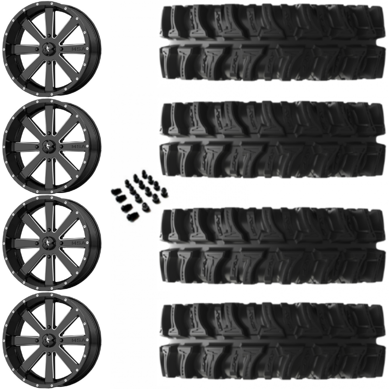 18" MSA M34 Flash Black Milled & 32" EFX MotoSlayer Wheel and Tire Package