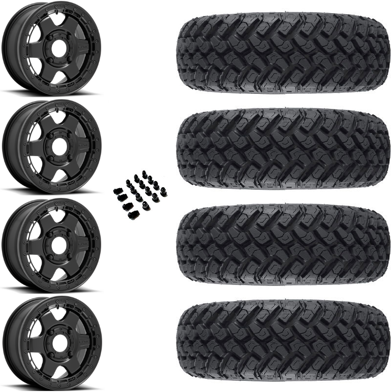 15" Fuel Block D922 Beadlock Black & 32" EFX MotoHammer Wheel and Tire ...