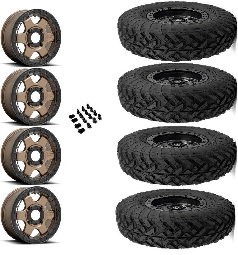 15" Fuel Block D924 Beadlock Bronze & 32" Fuel Gripper R/T Wheel and ...