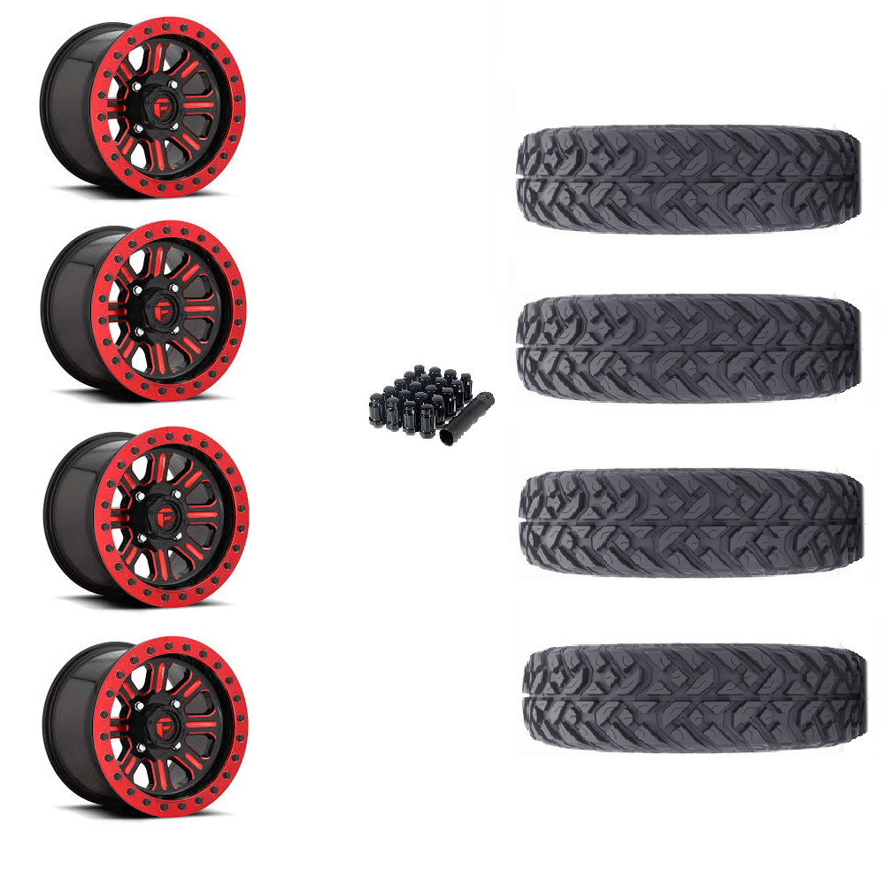 15" Fuel Hardline Beadlock D911 Red & 32" Fuel Gripper T/R/K Wheel and ...