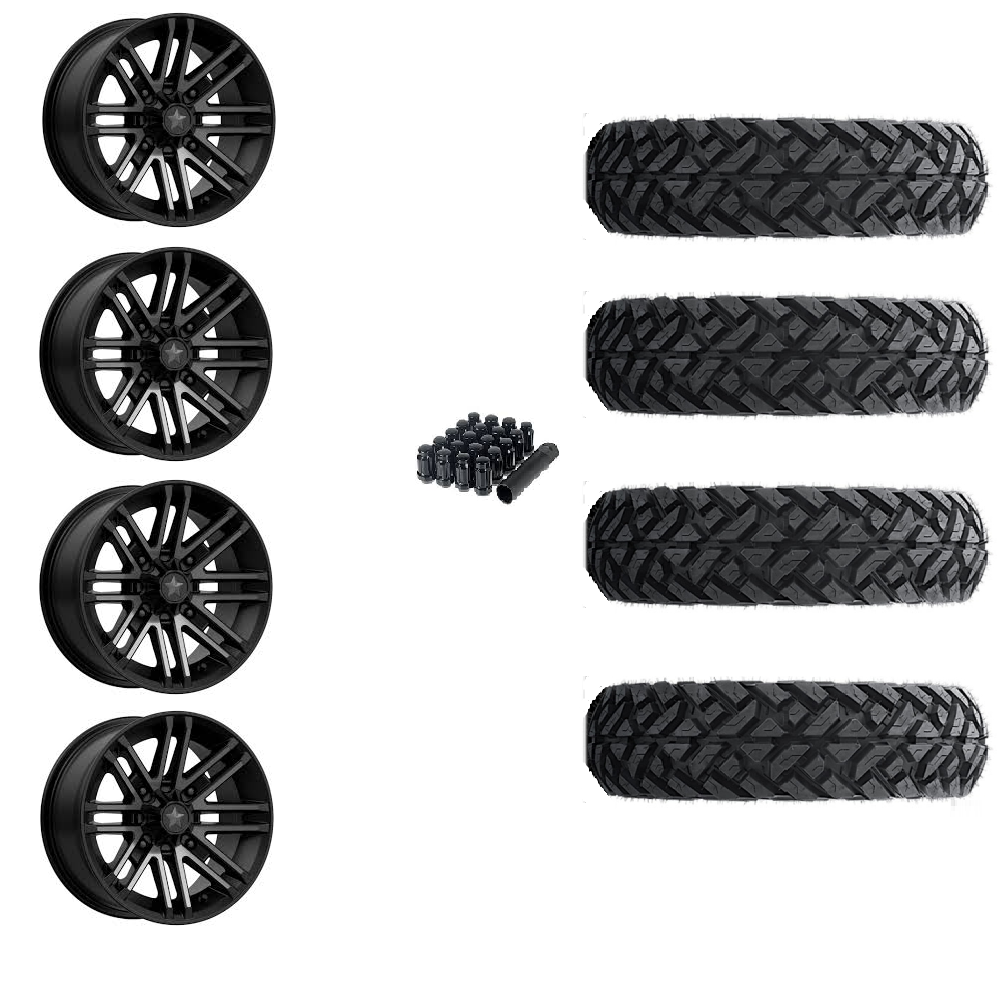 14" MSA M40 Rogue Black/Titanium & 32" Fuel Gripper UTV Wheel and Tire ...