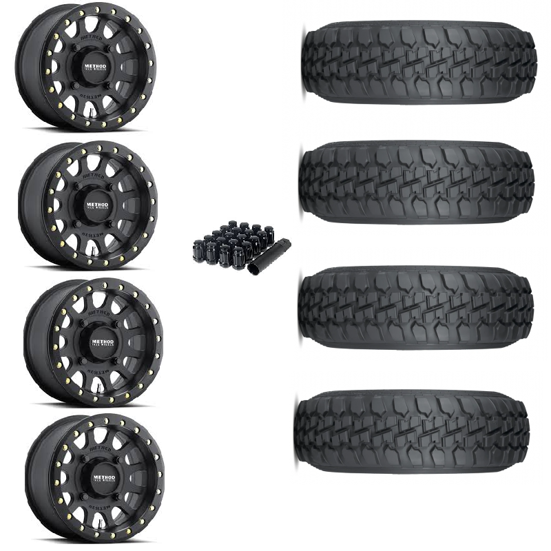 15" Method MR401 Beadlock Black & 33" Tensor DSR Wheel and Tire Package