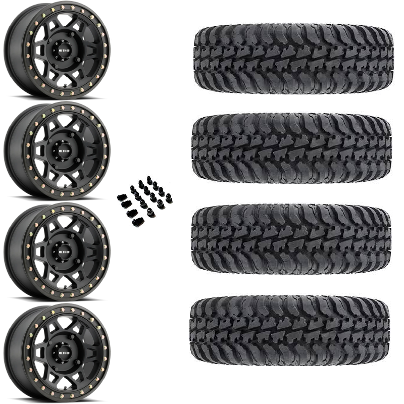 15" Method MR405 Beadlock Black & 30" Tensor Regulator Wheel and Tire ...