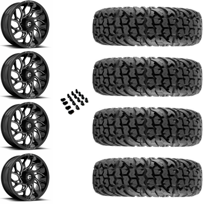 18" Fuel D741 Runner Black Milled & 34" EFX MotoVator Wheel and Tire ...