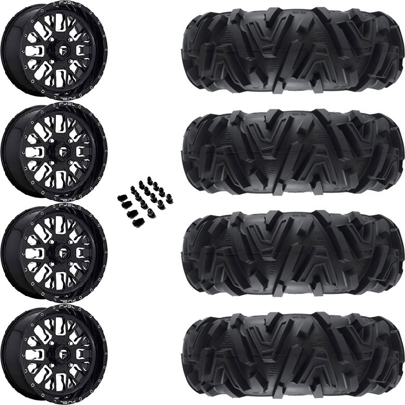 18" Fuel Stroke D611 Black Milled & 32" EFX MotoMTC Wheel and Tire Package